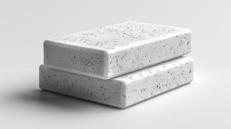 Two White Speckled Rectangular Blocks on a White Surface Stock ...