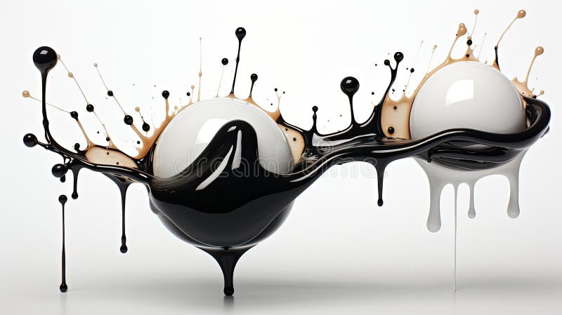 Two White Spheres with Dripping Paint on a White Background. Current ...