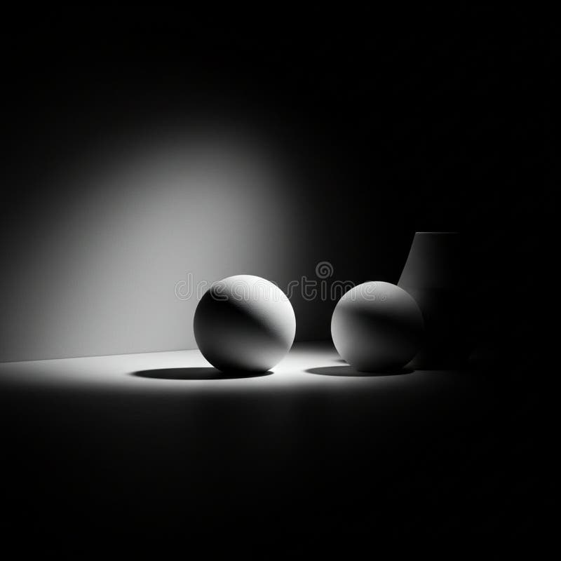 Two White Spheres are Placed on a Smooth Surface Under Dramatic ...
