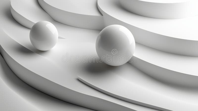 Two White Spheres are Placed on a White Surface Stock Photo - Image of ...
