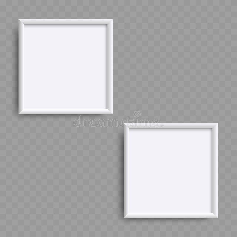 Two White Square Picture Frames Mockup Set. Empty Realistic Stock ...