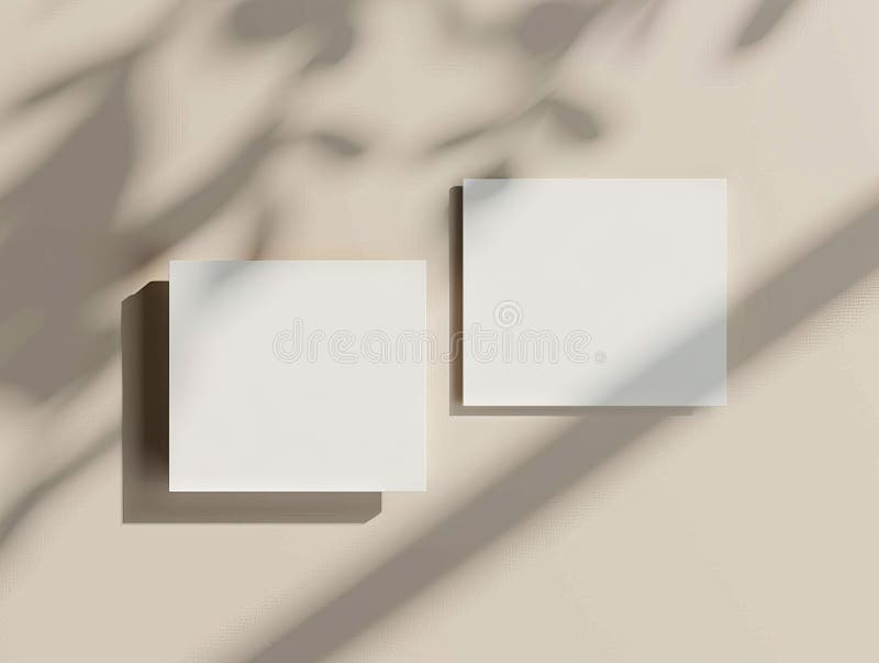 Two White Squares on a Beige Wall Stock Image - Image of shadow, white ...