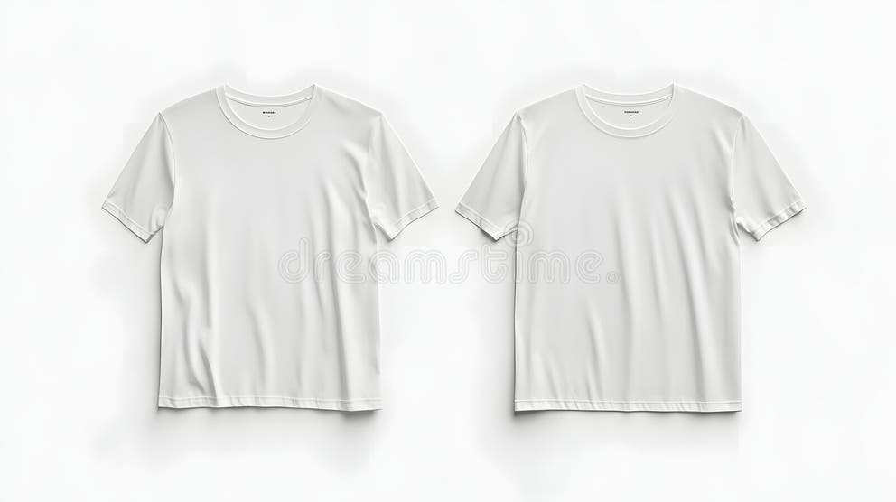 Two White T-Shirt Mockup 3D Render Stock Illustration - Illustration of ...