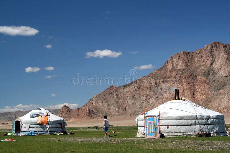 Two White Tents Called Gher Stock Photo - Image of living, woman: 14304824