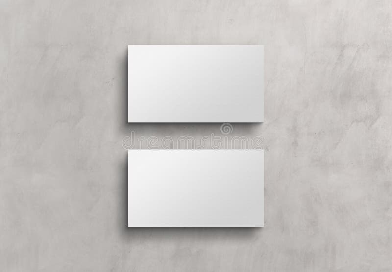 Two White US Business Card Mockup. American Size Calling Card Front and ...