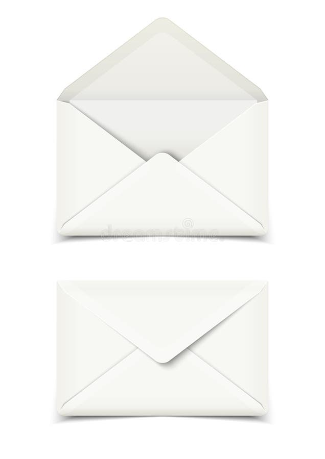 Blank Open Envelopes On White, Set Of Various Colors Stock Vector ...