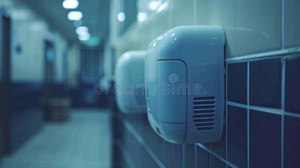 Two White Wall Mounted Hand Dryers in a Bathroom, AI Stock Photo ...