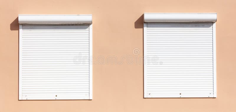 Two White Windows with a White Shutter on the Inside Stock Image ...