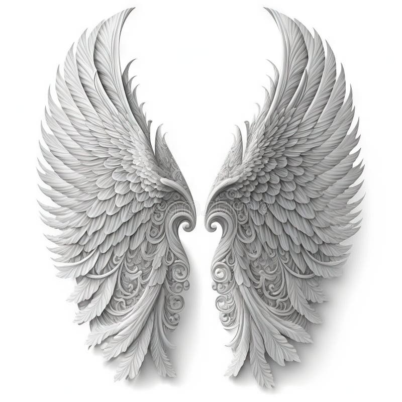 Two White Wings with Intricate Designs on Them, One of Them is Facing ...