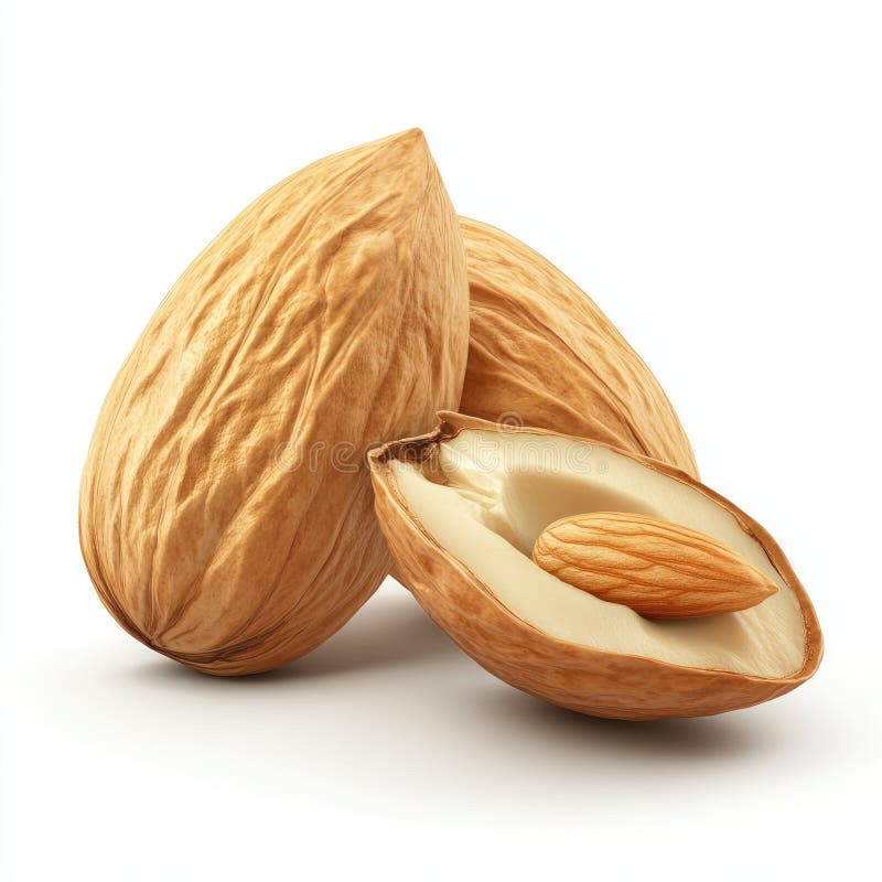 Whole and Halved Almonds: Close-up Studio Shot of Delicious Nuts Stock ...