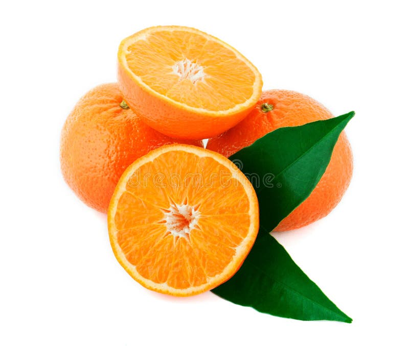 Two Whole and One Sliced Mandarin Stock Photo - Image of nature, diet ...