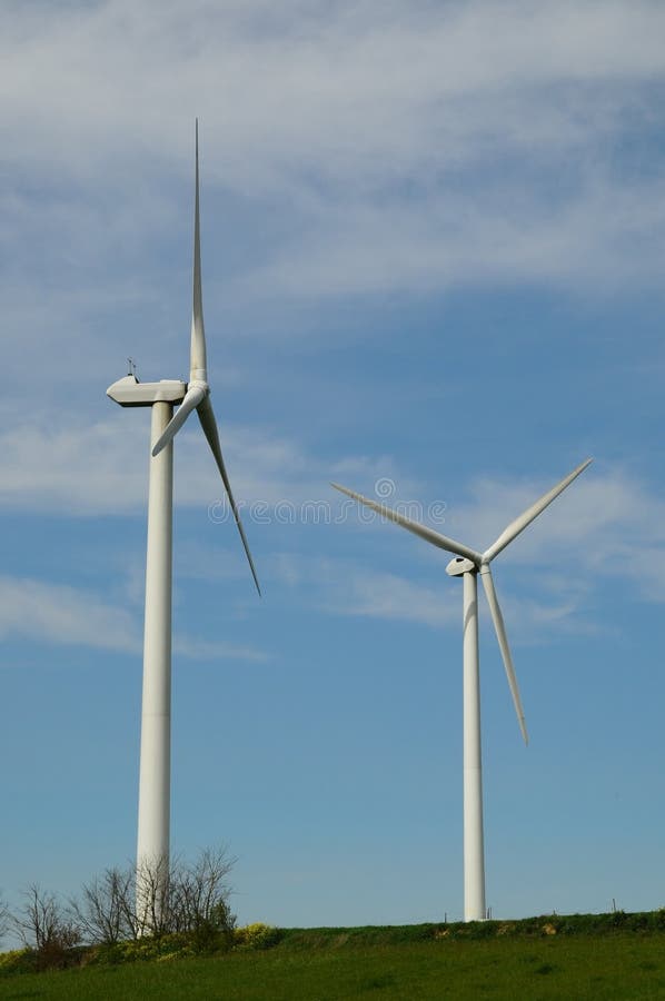 Two wind turbine stock photo. Image of ecology, blue, field - 7106334
