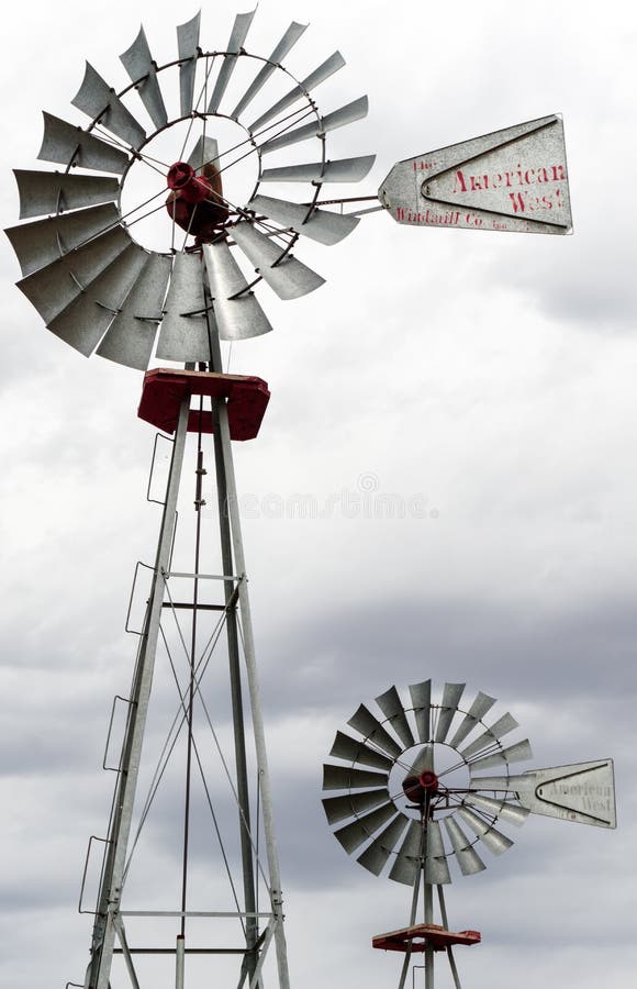Two Wind Wheels or Wind Pumps Up Close Stock Image - Image of wind ...