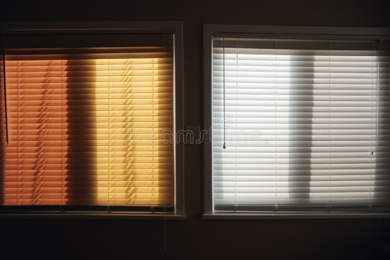 Two Windows with Blinds in a Darkened Room, Ideal for Interior Design ...