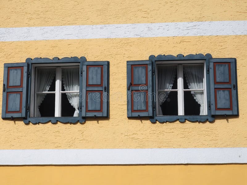 Two Windows with Open Shutters Stock Image - Image of outside, windows ...