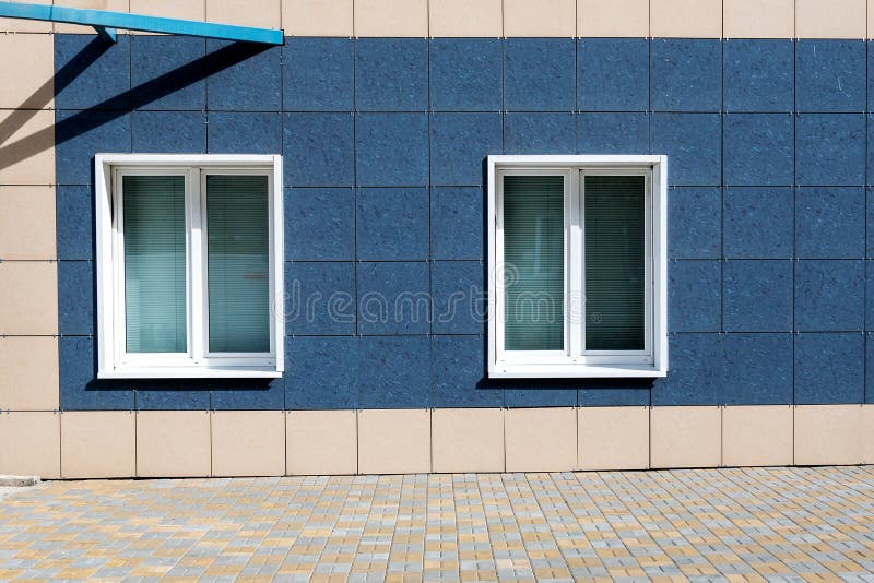 Windows on the Outside Wall of the Building Stock Image - Image of ...