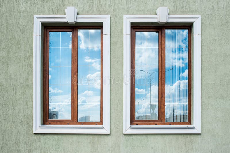 Two Windows and Reflection. Stock Photo - Image of transparent, urban ...