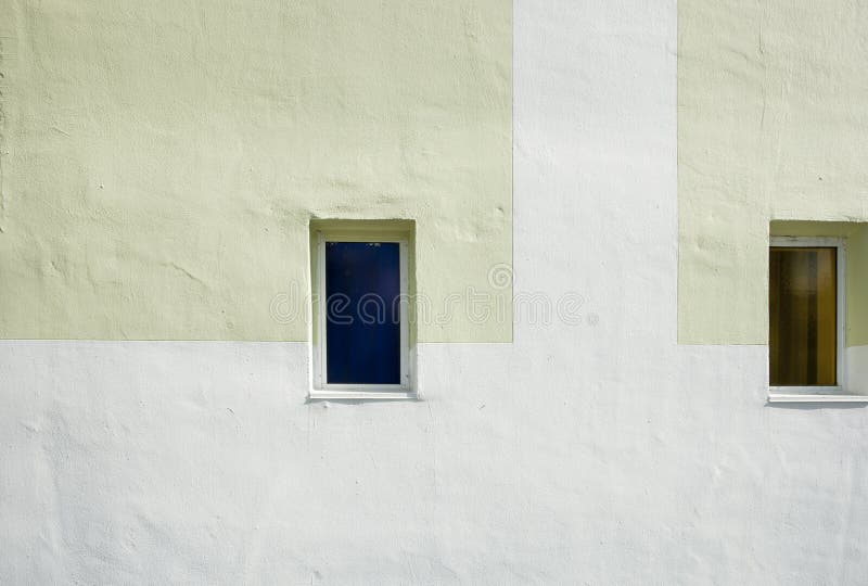 Two Windows in Simple Rendered Exterior Wall Stock Photo - Image of ...