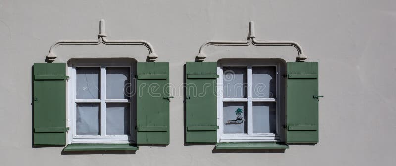 Two Windows in a Stone House Stock Image - Image of windows, entrance ...