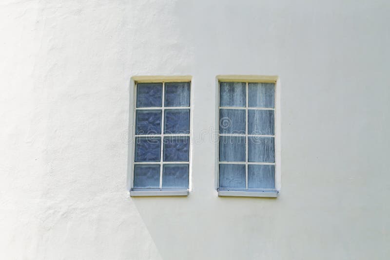 Two Windows on the White Wall of the House Stock Illustration ...