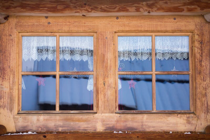 Two Windows of a Wooden House. Stock Photo - Image of exterior, white ...