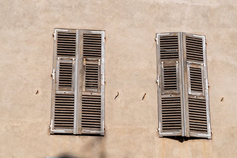 Two Windows Wooden Shutters Buildings Side Stock Photos - Free ...