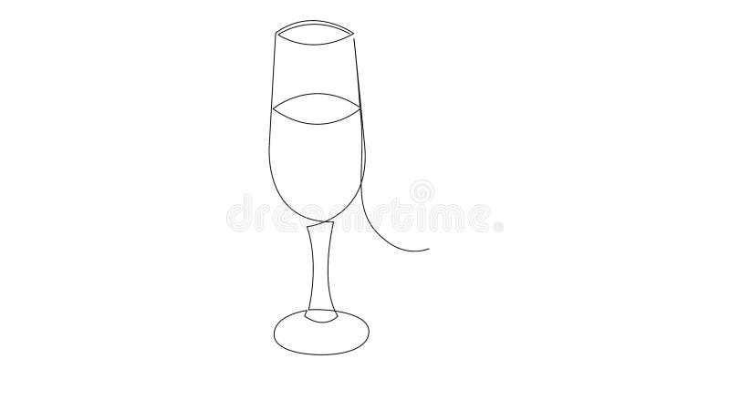 Two Wine Glass Continuous Line Drawing. Self Drawing Animation of ...