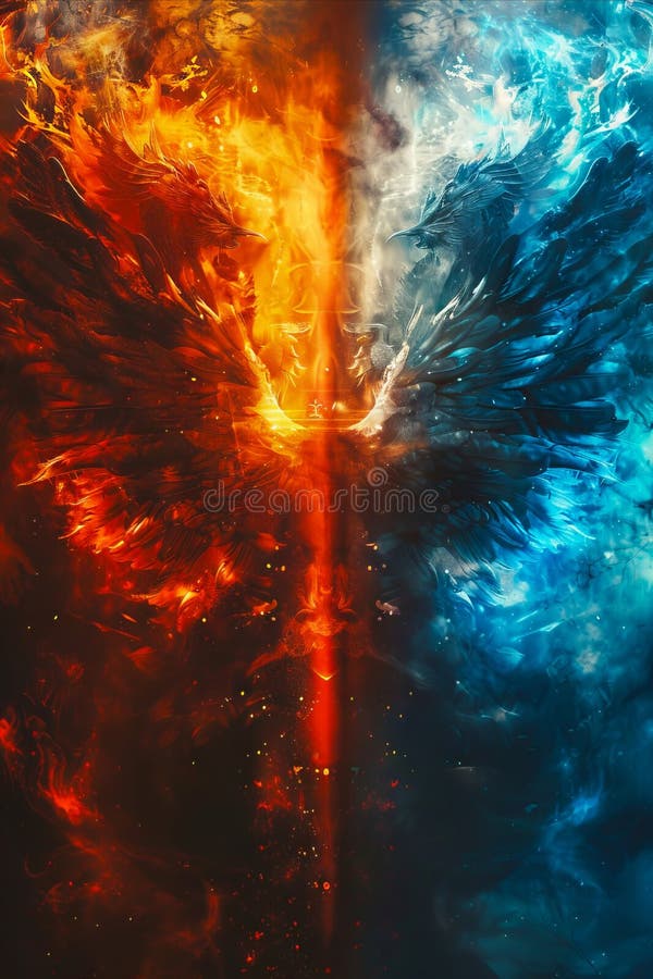 Two Wings with Fire and Flames on Them Stock Photo - Image of flames ...
