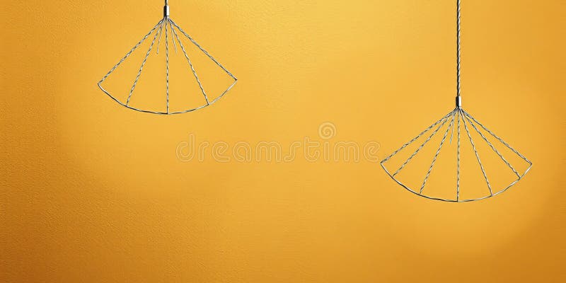Two Wire Fans Hanging on a Yellow Wall Stock Illustration ...
