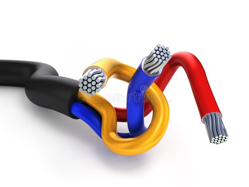 Two-wire Multi-core Cable in the Black Winding on White Stock ...