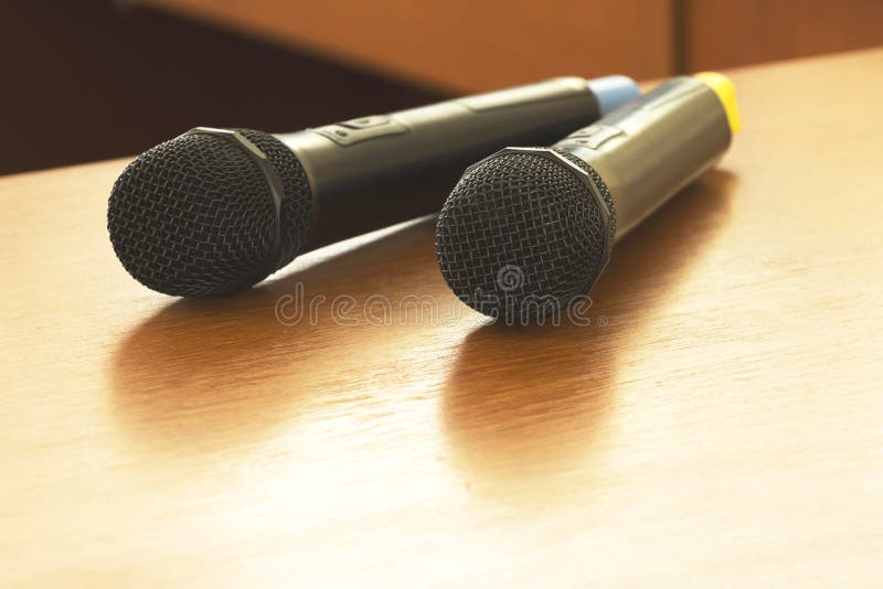 Two wireless microphones. stock photo. Image of equipment - 100432126