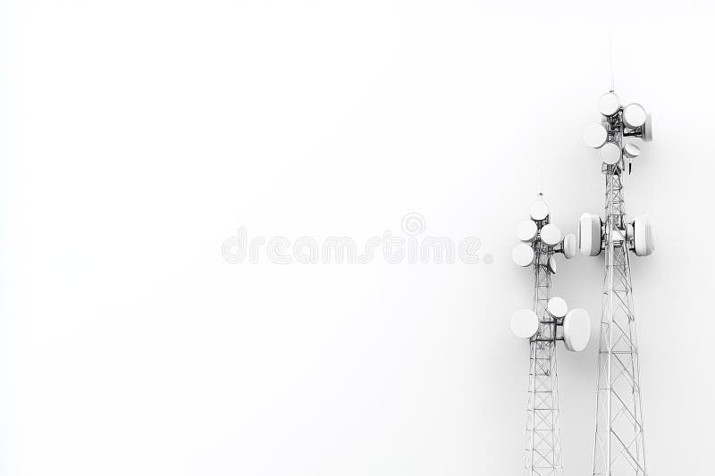 Two Wireless Towers Stand Tall in an Expansive White Landscape ...