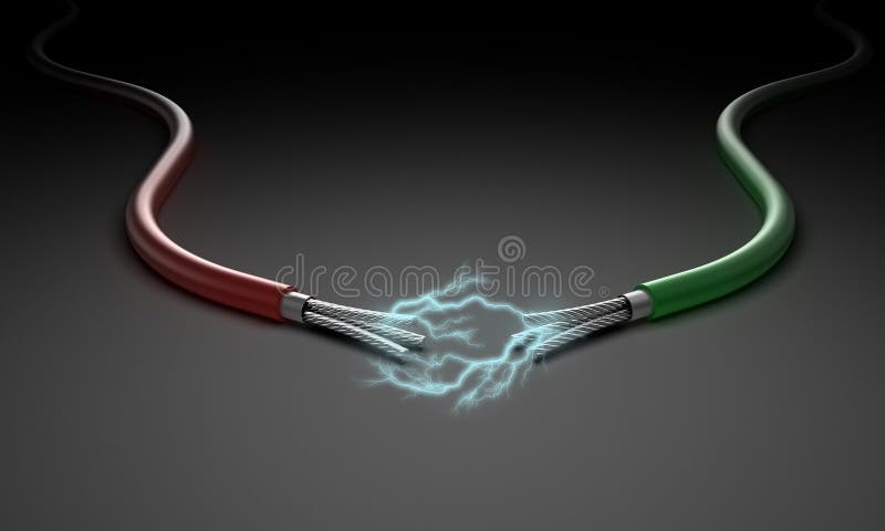 Spark between two wires stock illustration. Illustration of electrical ...
