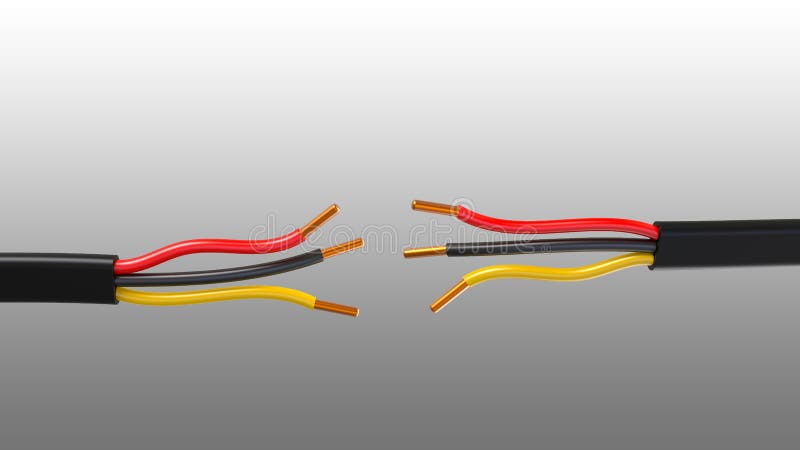 Two Wires Stretch To Each Other. 3D Illustration Stock Illustration ...