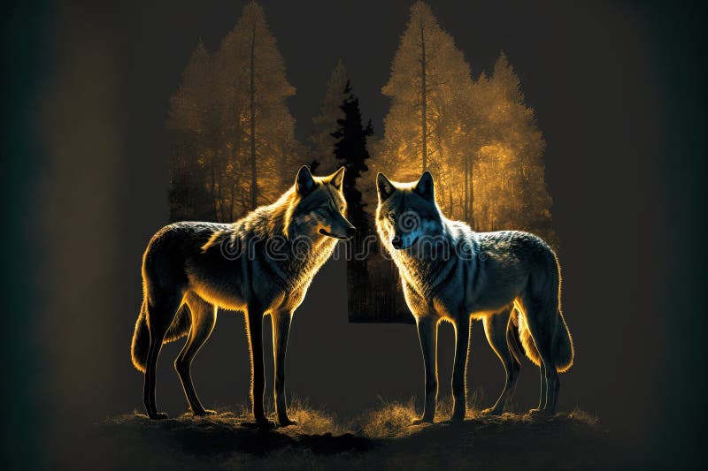 Two wolf exposure stock illustration. Illustration of animal - 272555861