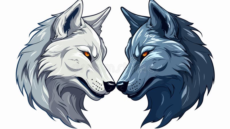 Two Wolf Heads that Complement Each Other Stock Vector - Illustration ...