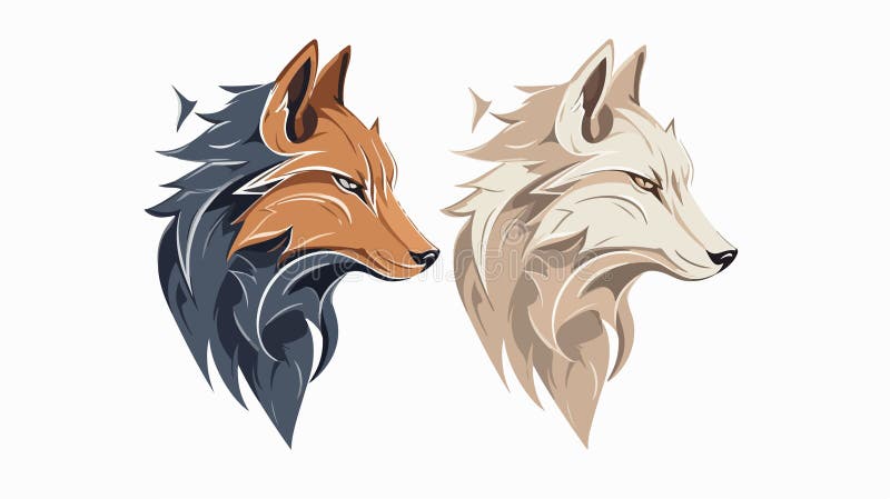 Two Wolf Heads that Complement Each Other Stock Vector - Illustration ...