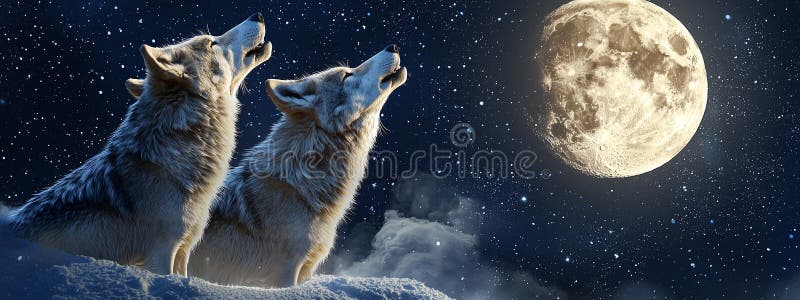 Wolves and moon stock illustration. Illustration of howling - 21901806