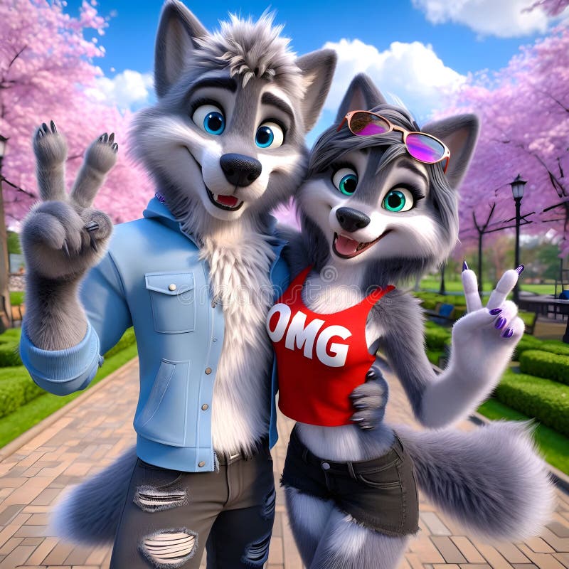 Anime Art Two Wolves Cute Stock Photos - Free & Royalty-Free Stock ...