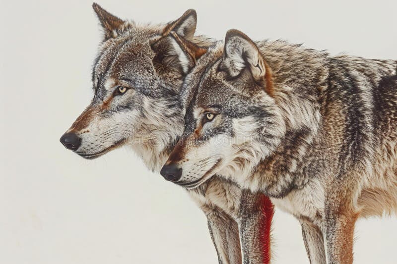 Two Wolves on a White Background, Close-up of Two Wolves Stock ...
