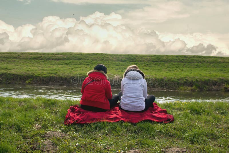 Two Woman Friends stock photo. Image of looking, brunette - 52527514