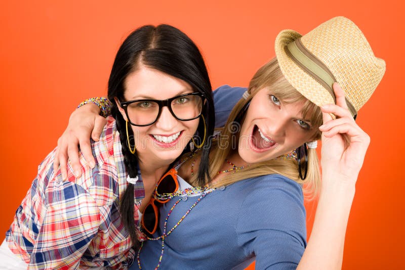 Two Woman Friends Young Have Fun Crazy Stock Photo - Image of adult ...