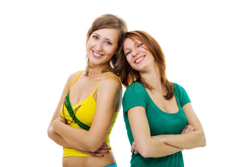 Two Woman Leaning on Each Other Stock Image - Image of lifestyles ...