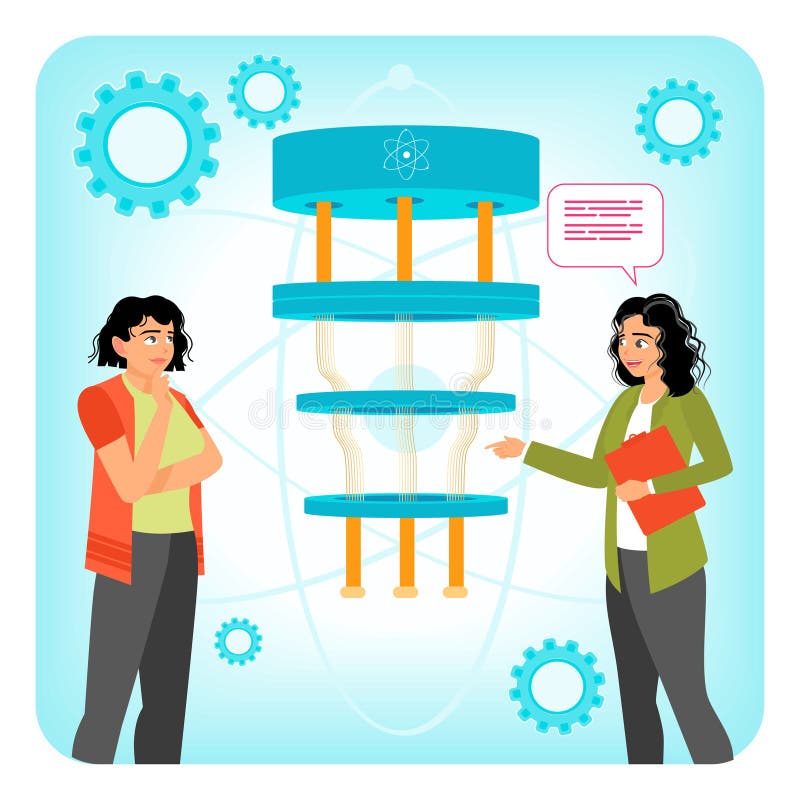 Quantum Computing. Two Women Discussing Quantum Computing with a ...