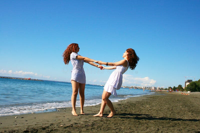 Women on beach stock photo. Image of female, cyprus, building - 30167504