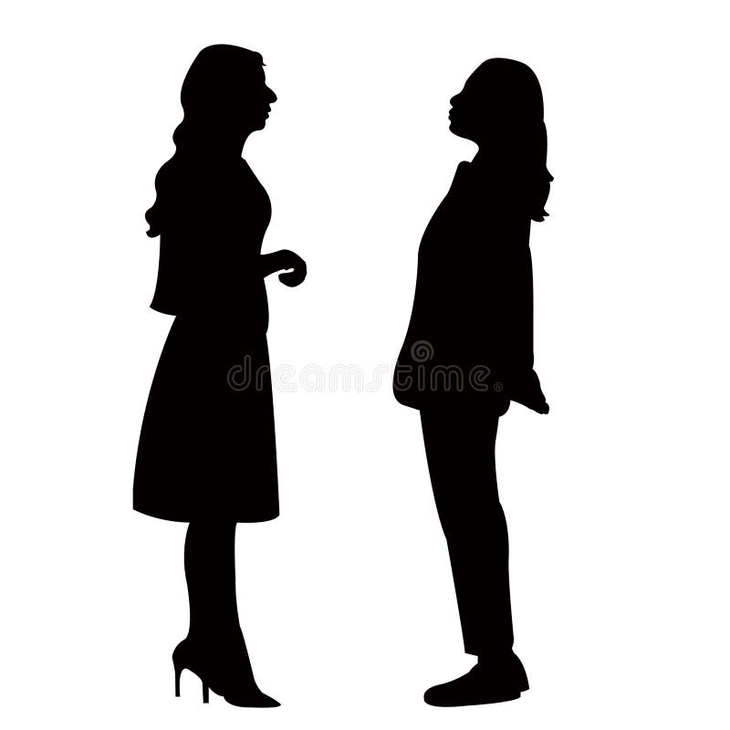 Two Women Body, Black Color Silhouette Vector Stock Vector ...