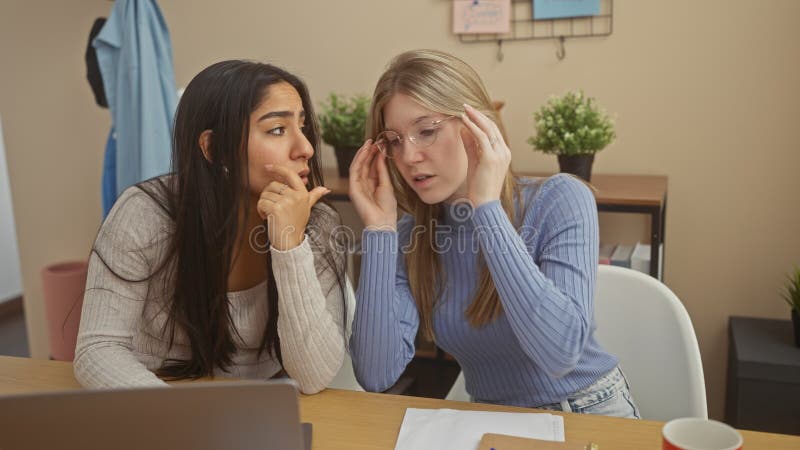 Two Women Discuss a Problem Seriously in a Modern Living Room Setting ...