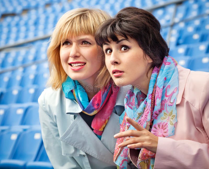 Two Women Fans Watching Competition Stock Image - Image of soccer ...