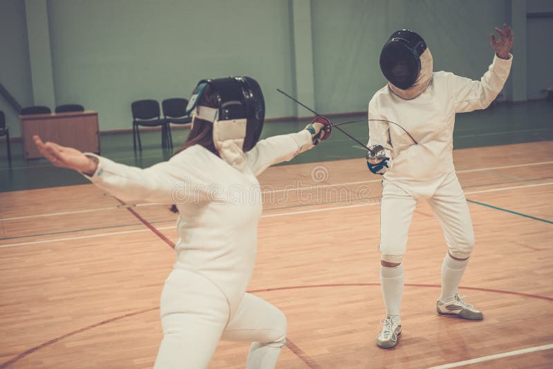 Two Women on a Fencing Training Stock Photo - Image of fight, martial ...