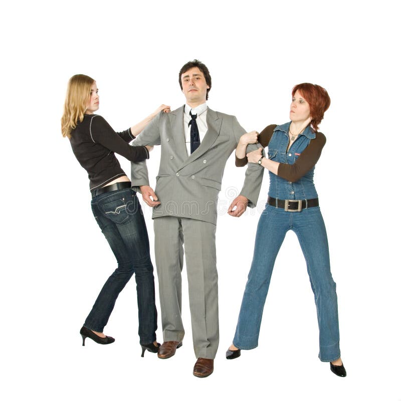 Two Women Fighting Over Man Stock Image - Image of three, costumes: 2451323
